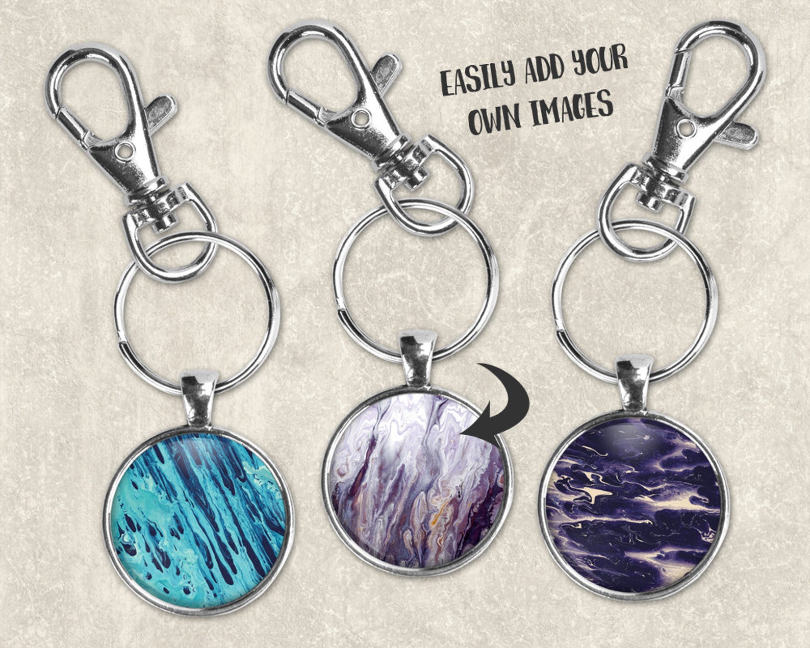 Round Bezel Setting Key Chain Mockup Template Key Chain | Etsy