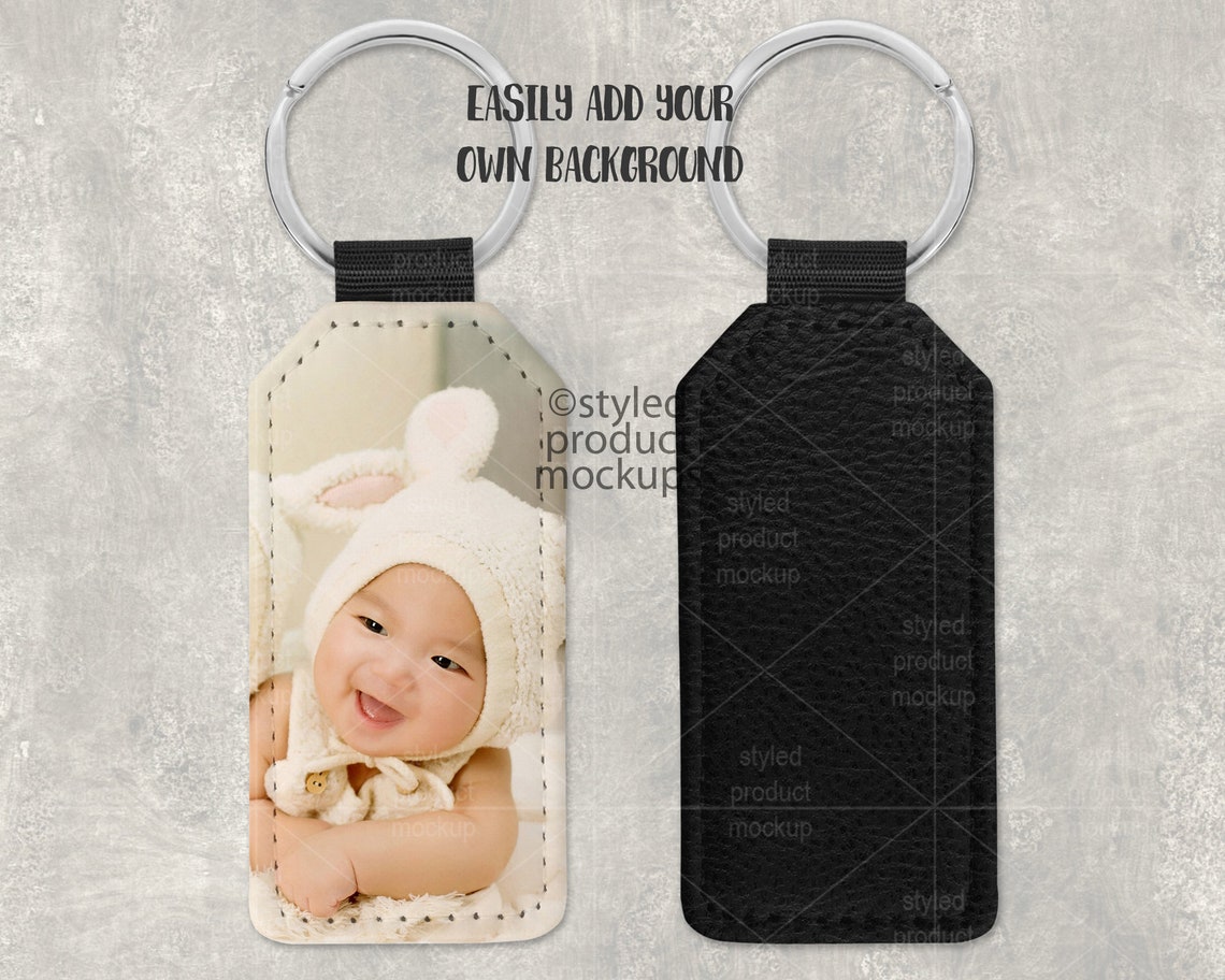 Dye Sublimation Rectangle PU Leather Keychain Mockup Add - Etsy