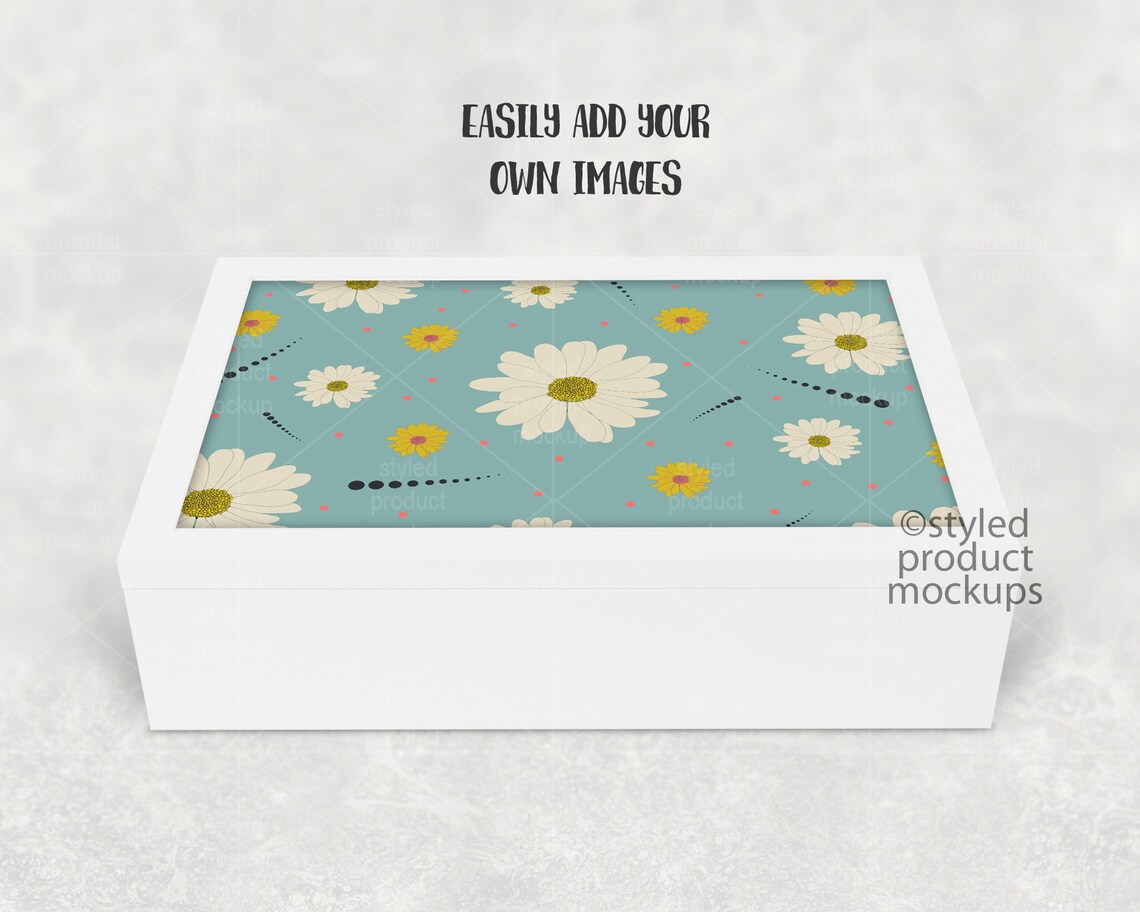 Dye Sublimation White Coated Wood Keepsake Box Mockup | Add Your Own ...