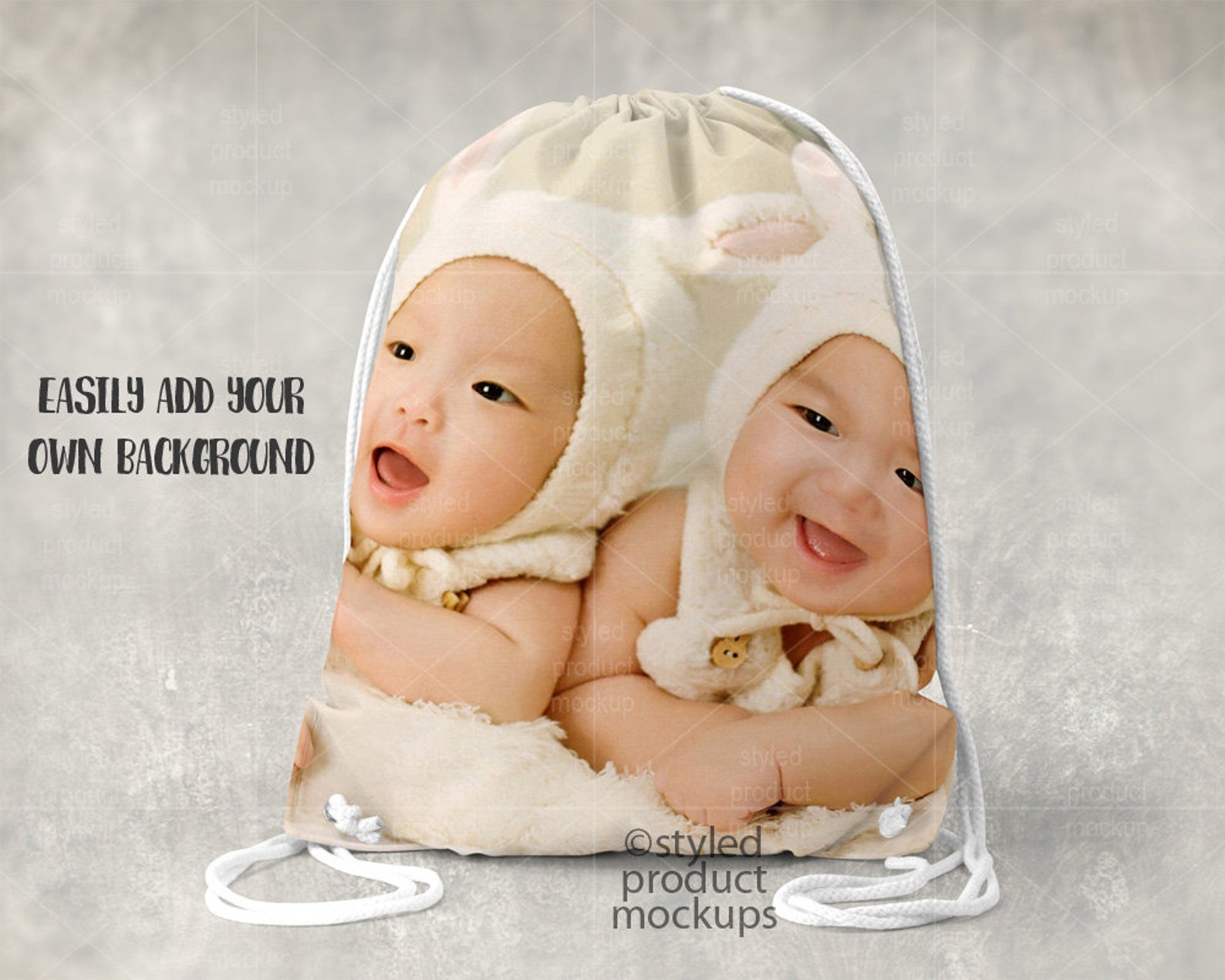 Drawstring Back Pack Mockup Template Add Your Own Image and - Etsy