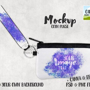 Dye Sublimation Coin Purse With Wrist Strap Mockup | Add Your Own Image ...
