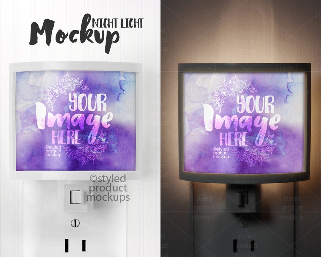 Night Light Shown Turned off and on Side by Side Mockup Template | Add ...