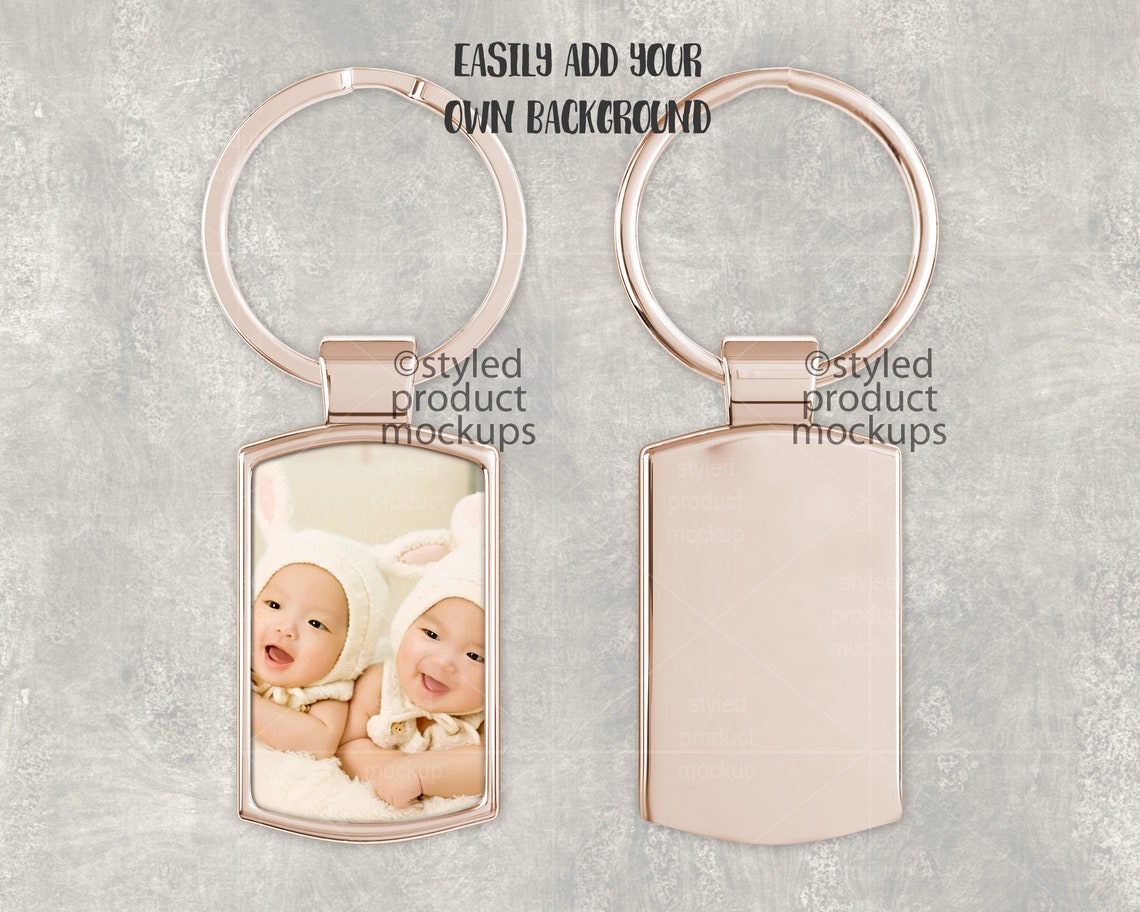 Dye Sublimation Metal Rectangle Keychain Mockup Add Your Own - Etsy