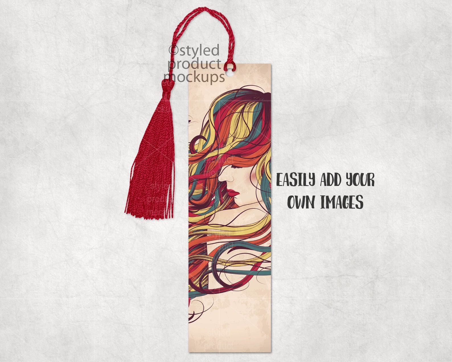 Rectangle 2 X 7 Inch Bookmark With Tassel Mockup Add Your - Etsy