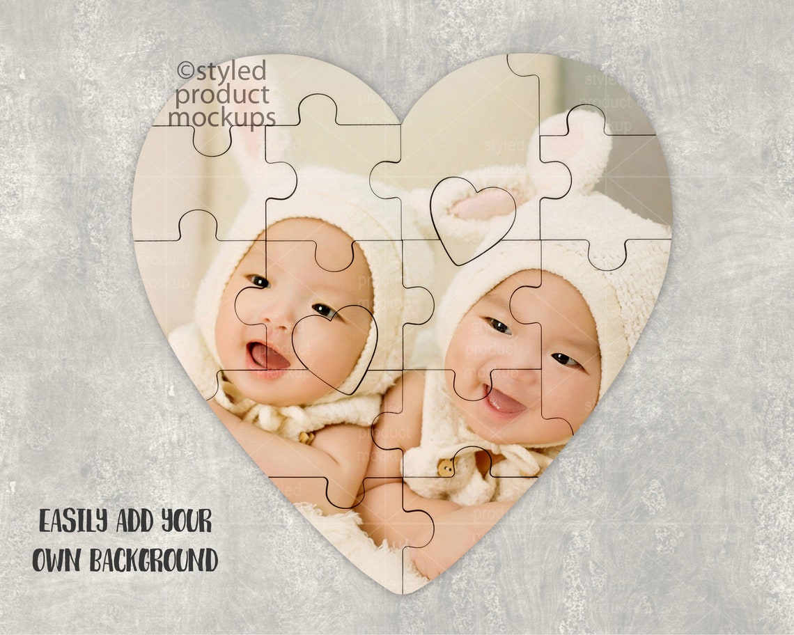 Dye Sublimation 16 Piece Heart Puzzle Mockup Add Your Own | Etsy
