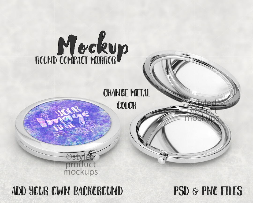 Dye Sublimation Round Metal Compact Mirror Mockup | Add Your Own Image ...