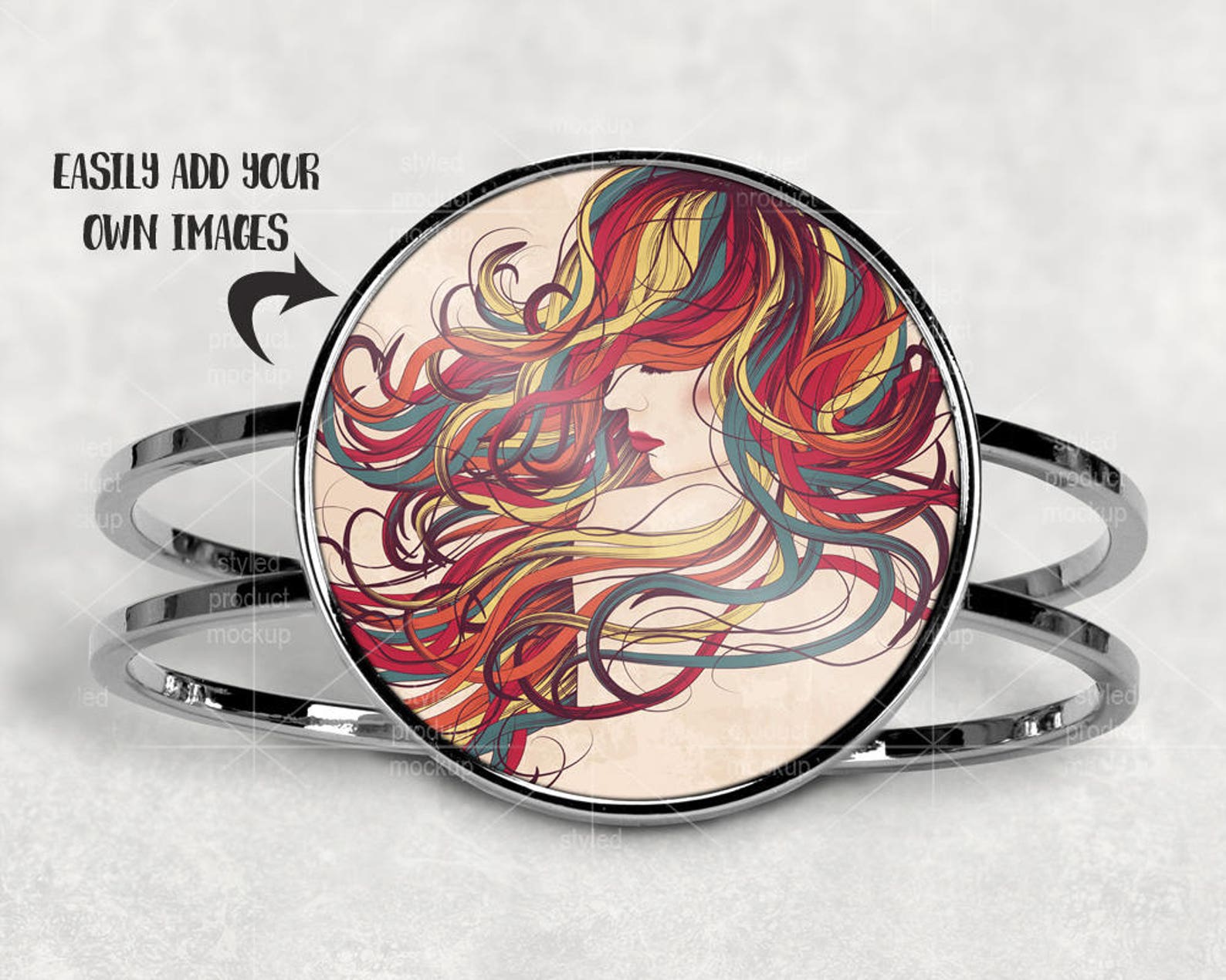 Dye Sublimation Bangle Bracelet Mockup Template | Add Your Own Art and ...