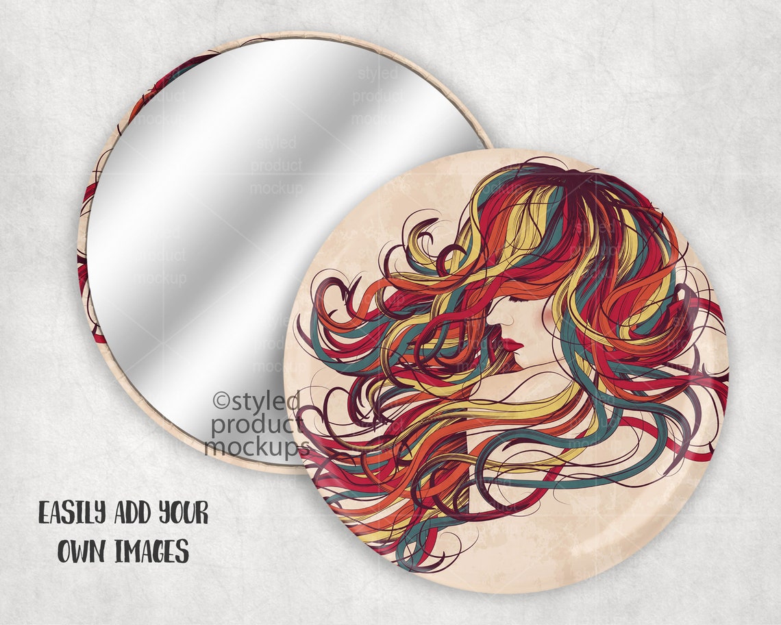Mirror Back Button Mockup Add Your Own Image and Background - Etsy