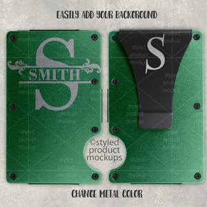 Laser Etched Aluminum Metal Wallet Mockup | Add Your Own Image and ...