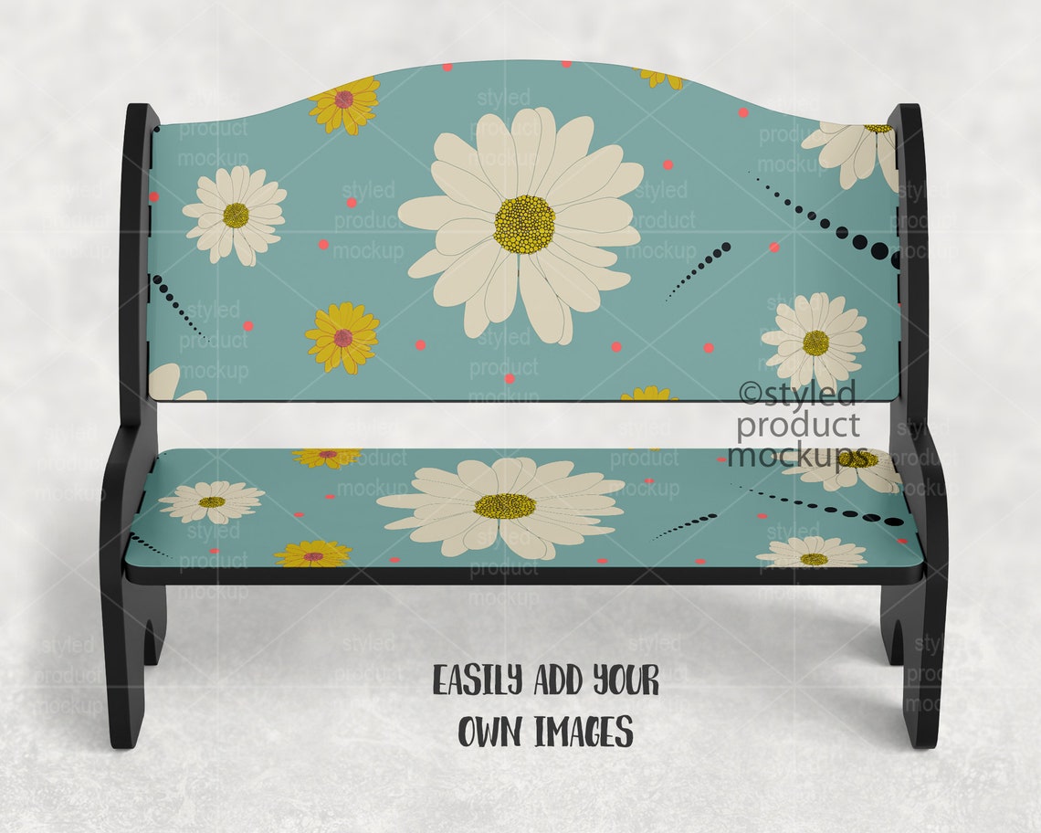 Dye Sublimation MDF Memorial Mini Bench Mockup | Add Your Own Image and ...