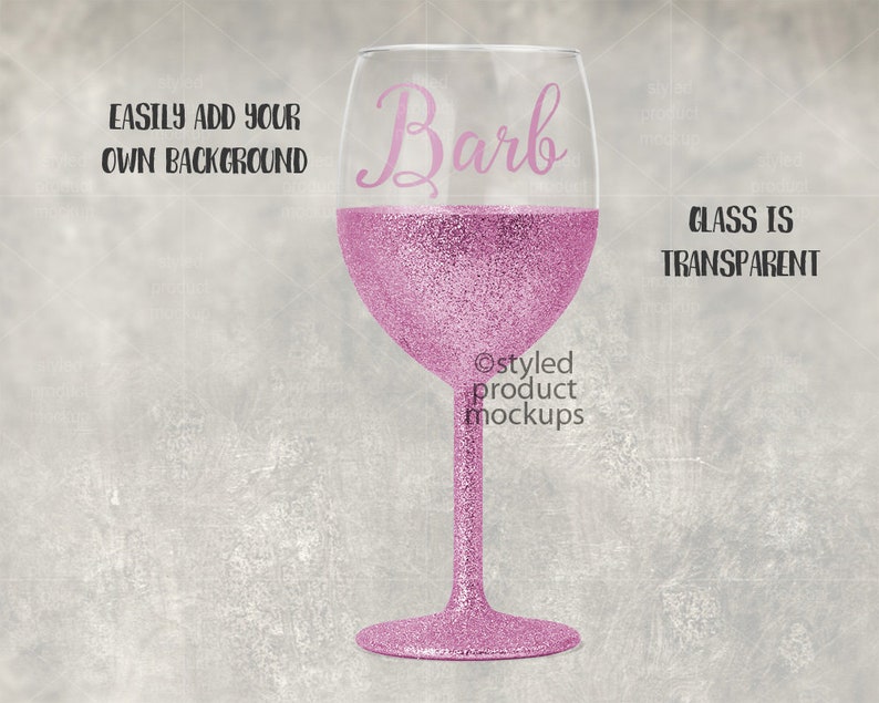 Glitter Wine Glass Mockup: Photoshop PSD, Canva, PNG (digital Download ...
