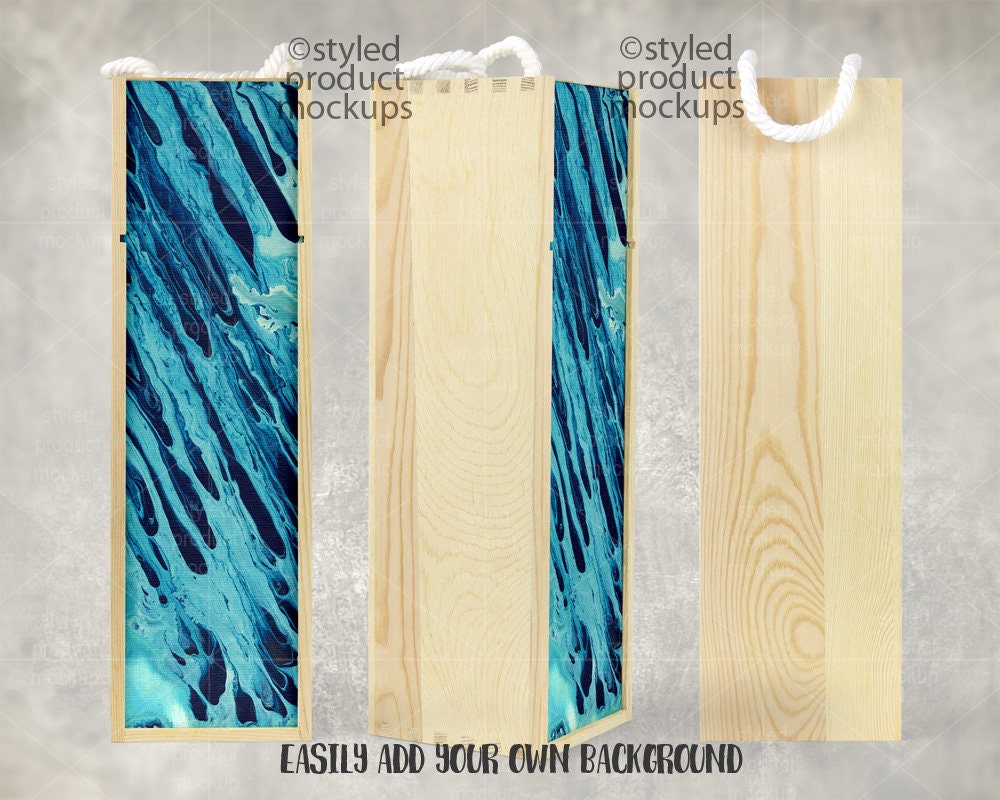 Dye Sublimation Natural Wood Wine Box Mockup Bundle | Add Your Own ...