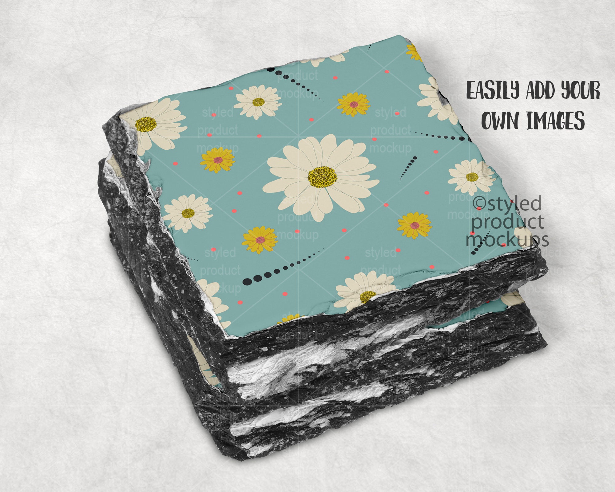 Dye Sublimation Square Slate Coaster Mockup | Add Your Own Image and ...