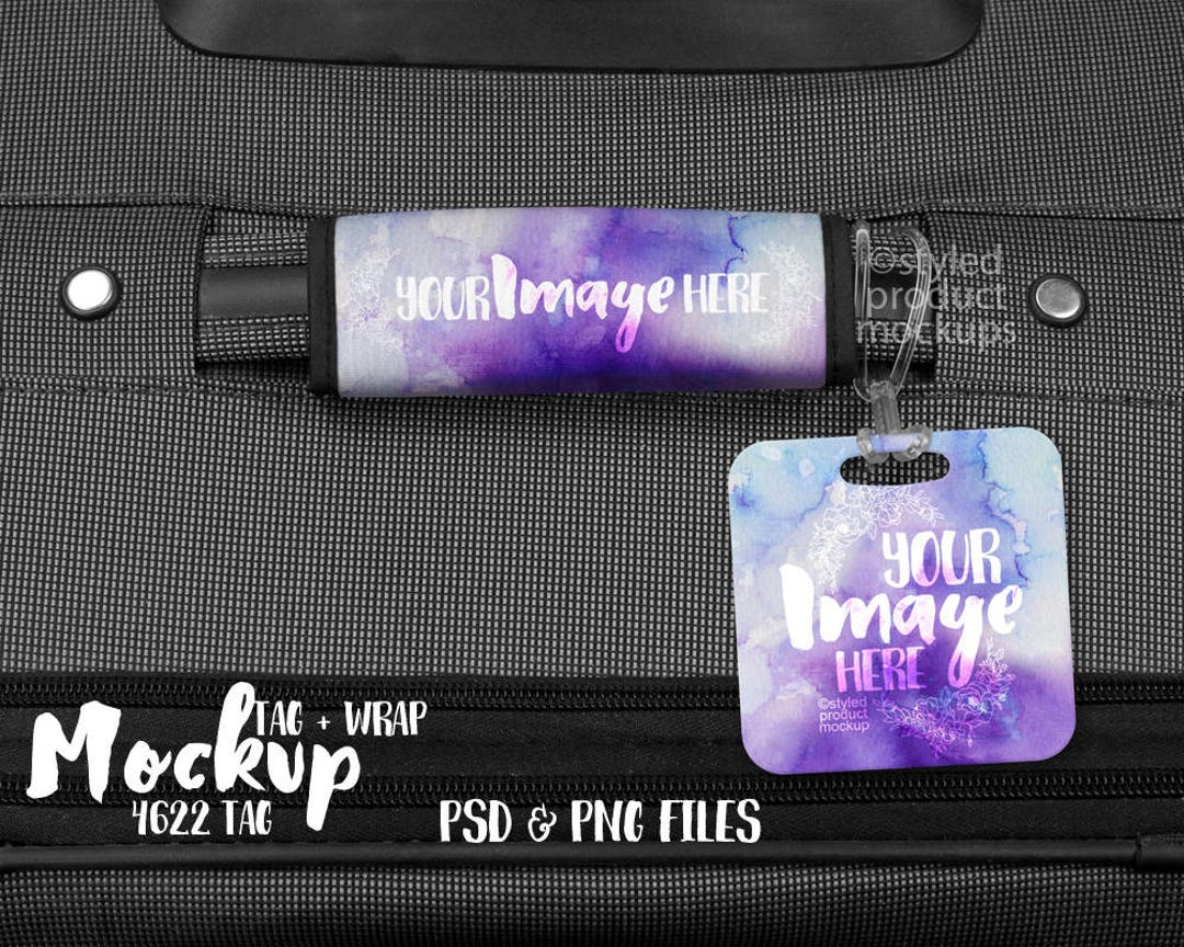 Sublimation Square Luggage Tag and Wrap Mockup Template | Add Your Own ...