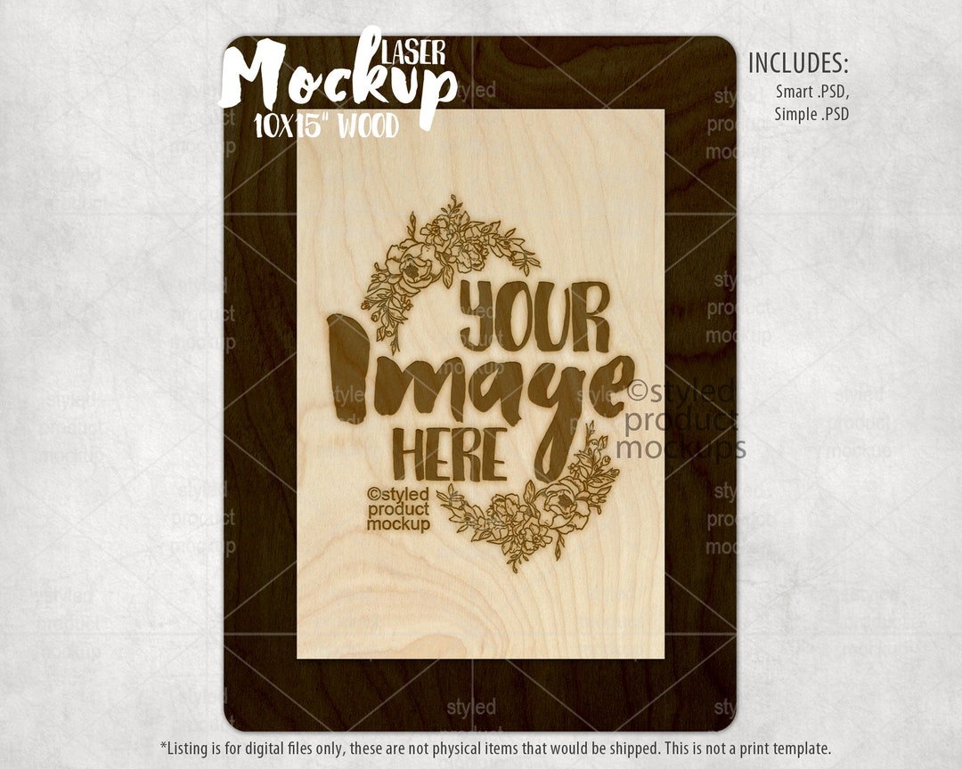 Laser Etched Wood Board Mockup | 10x15 Wood Burned Mockup | Add Your ...