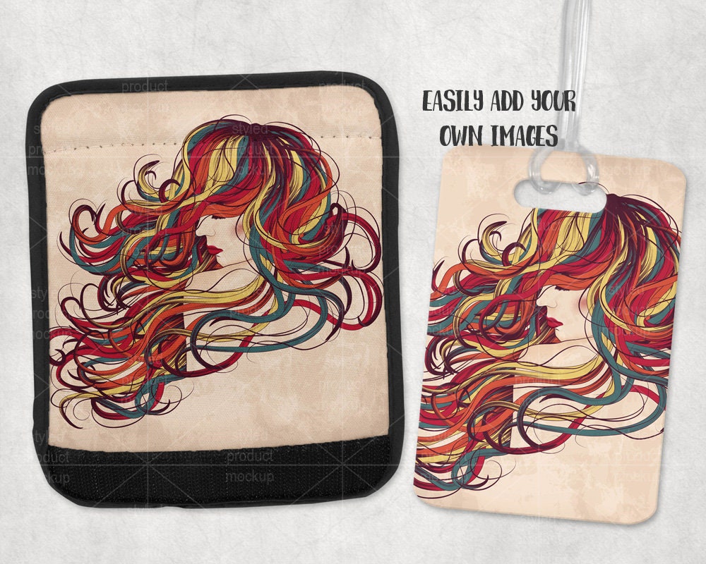 Sublimation rectangle luggage tag and wrap mockup template | Etsy