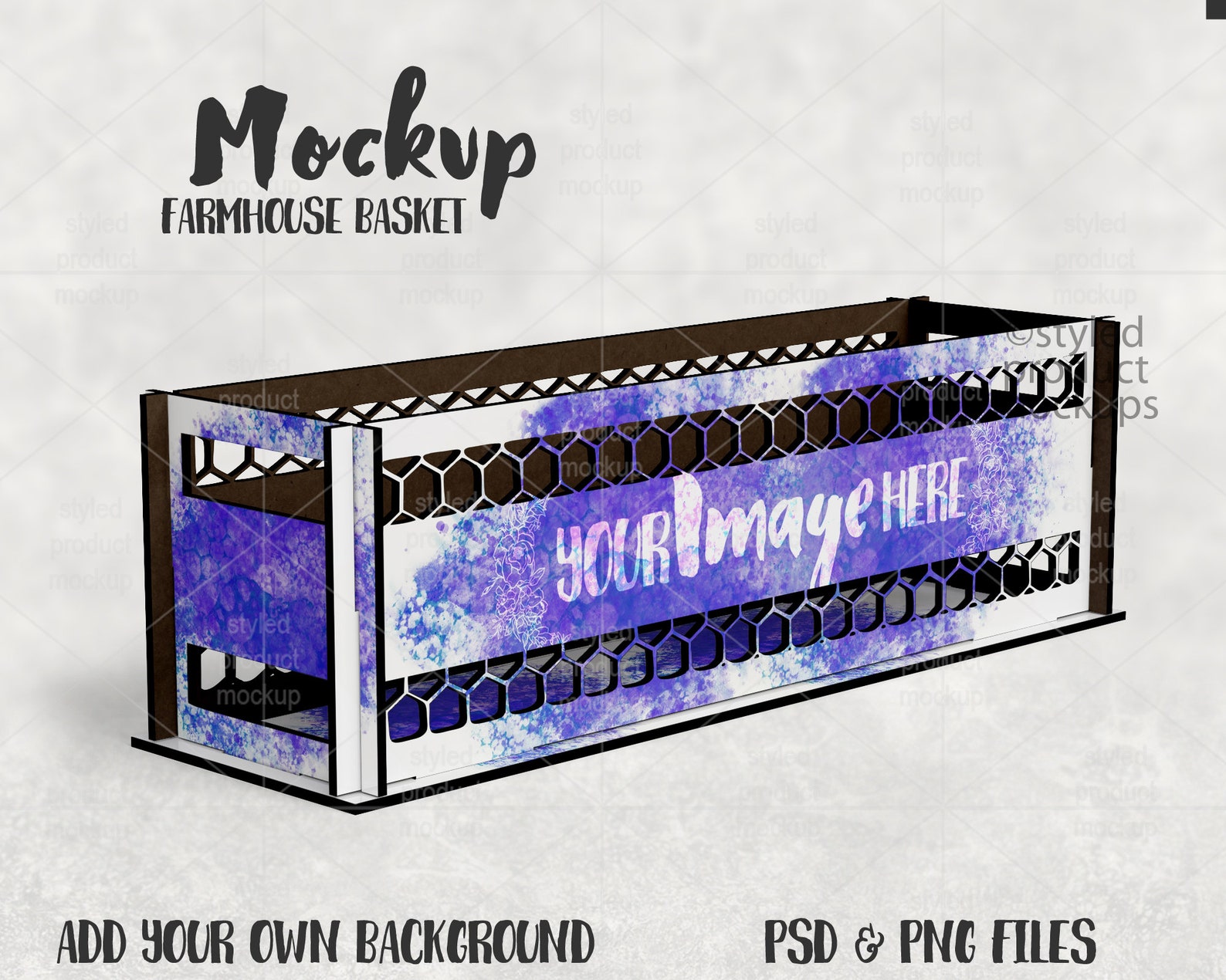 Dye Sublimation MDF Farmhouse Basket Mockup | Add Your Own Image and ...