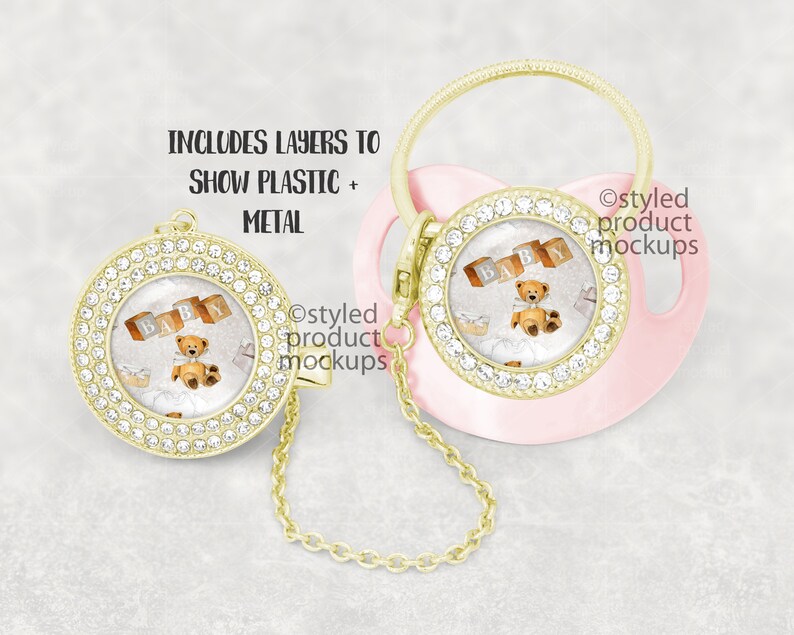 Dye Sublimation Bling Pacifier Clip Mockup Add Your Own - Etsy