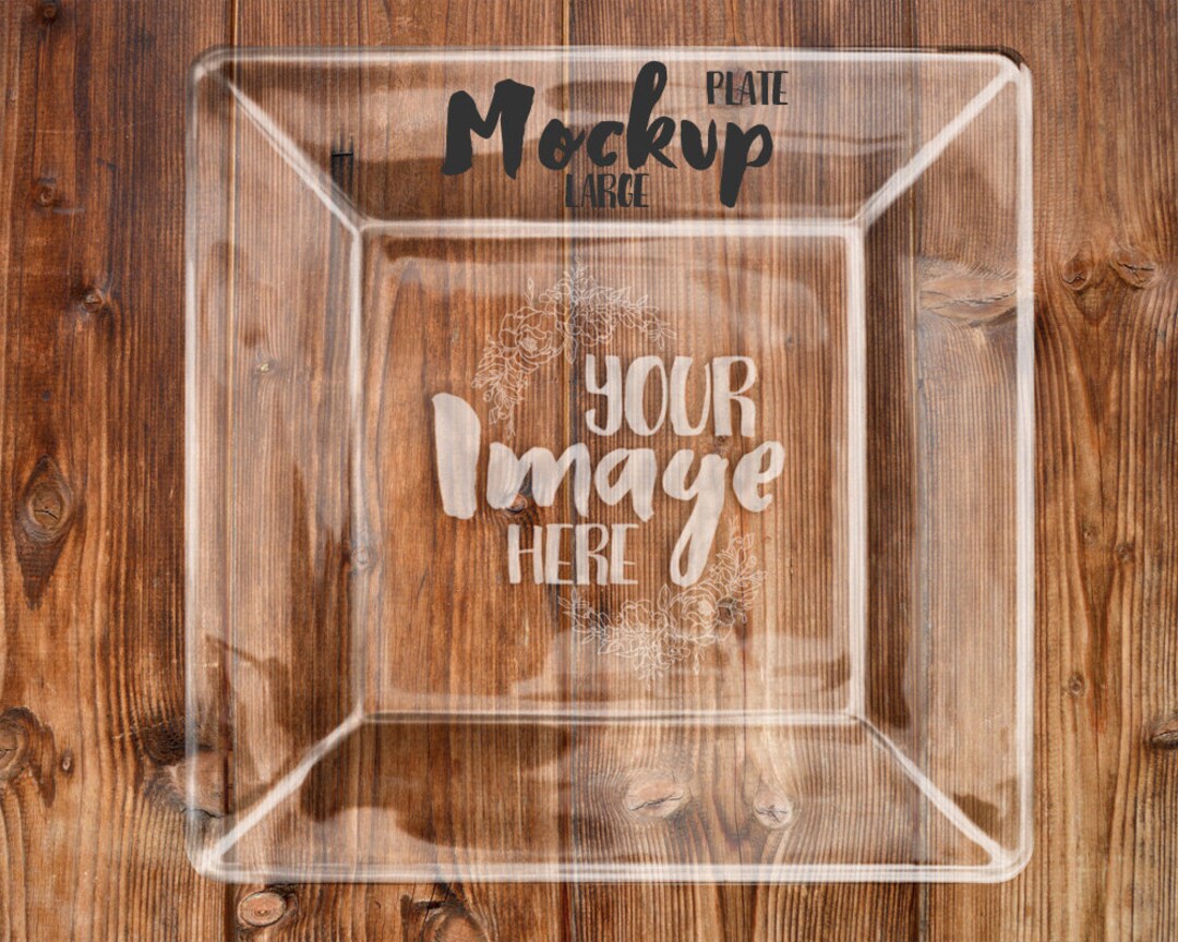 Large Square Glass Plate Mockup Template | Add Your Own Background ...