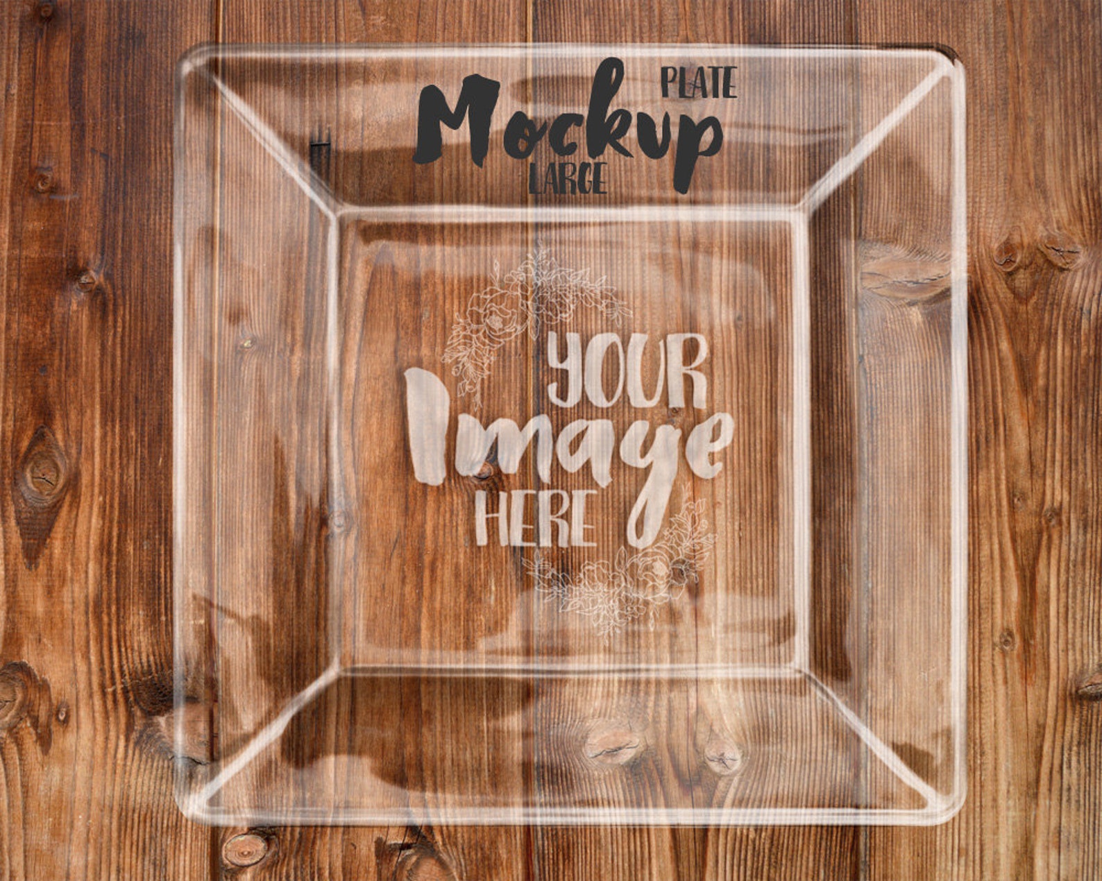 Large Square Glass Plate Mockup Template Add Your Own - Etsy
