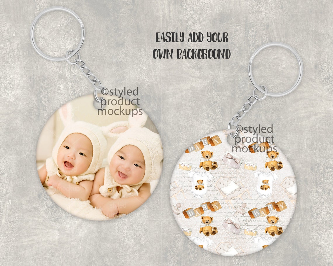 Dye Sublimation Round Keychain Mockup Add Your Own Image and - Etsy