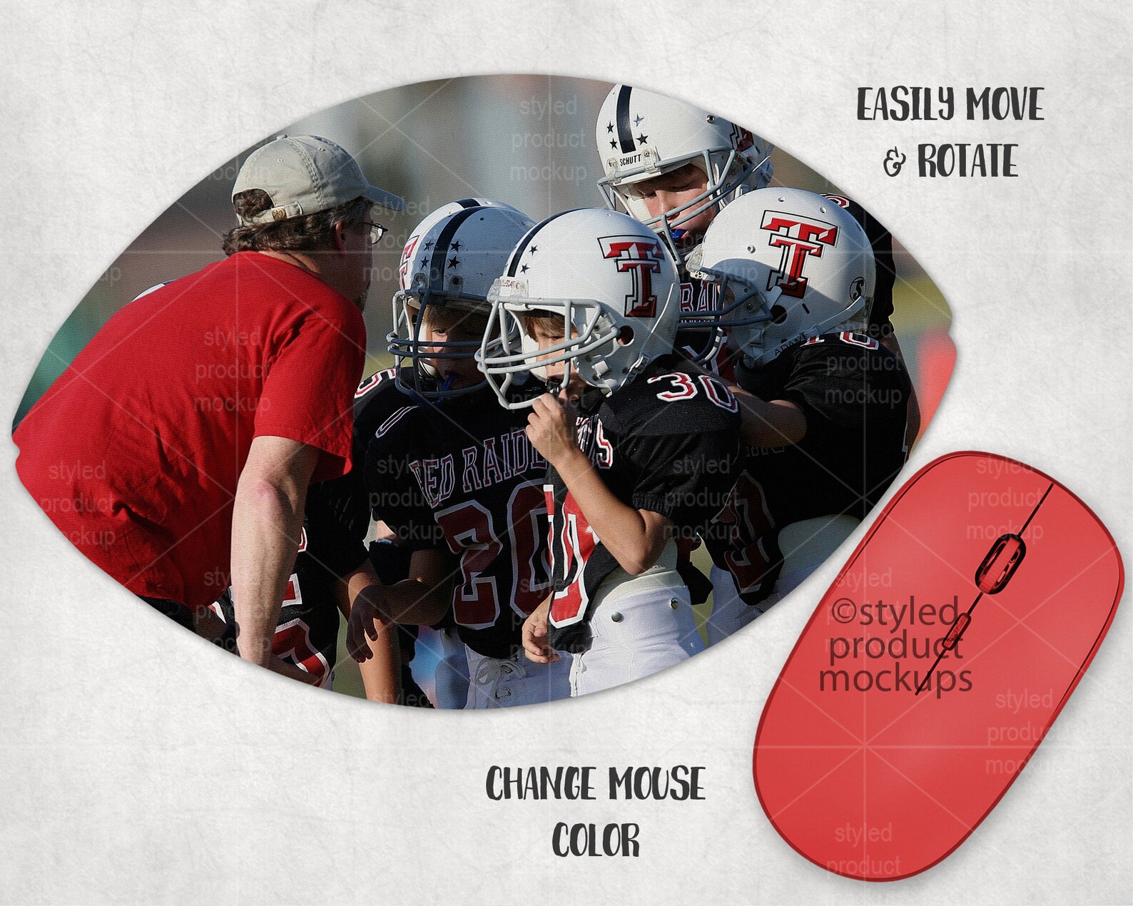 Football shaped mouse pad template mockup Add your own image | Etsy