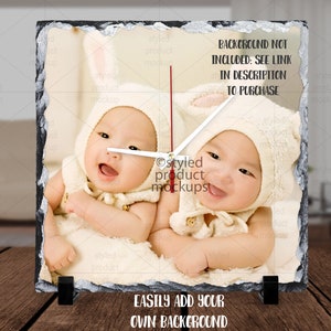 Dye Sublimation Square Slate Clock Mockup | Add Your Own Image and ...