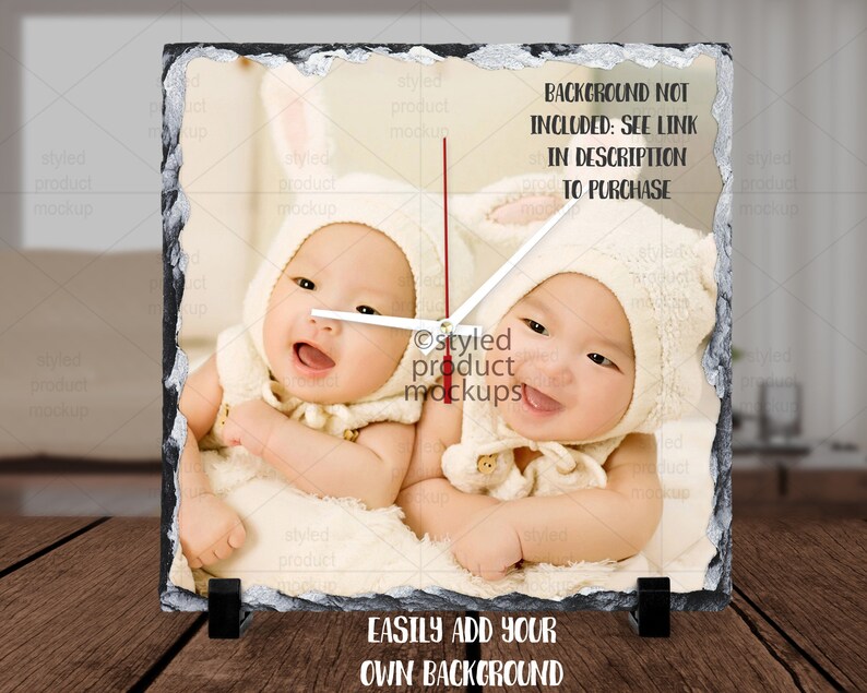 Dye Sublimation Square Slate Clock Mockup Add Your Own Image | Etsy