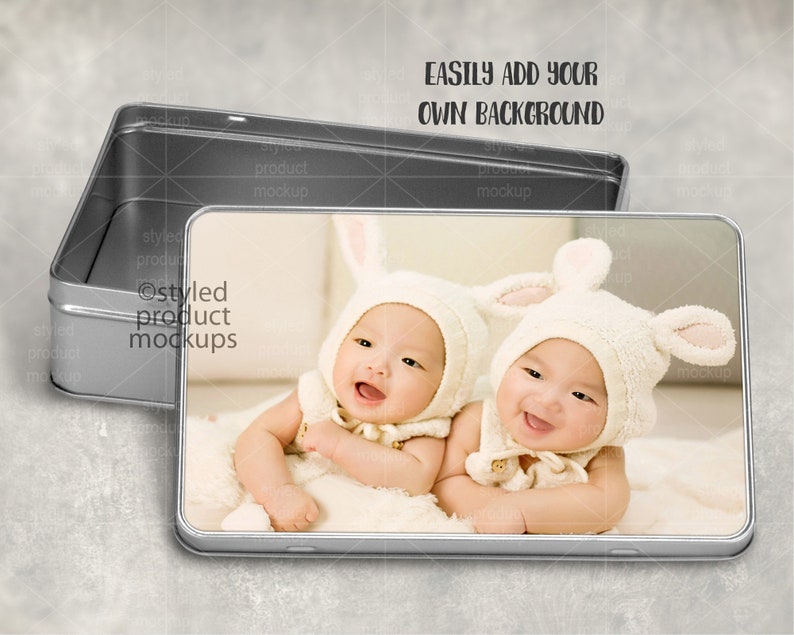 Dye sublimation rectangle tin metal box Mockup Add your own | Etsy