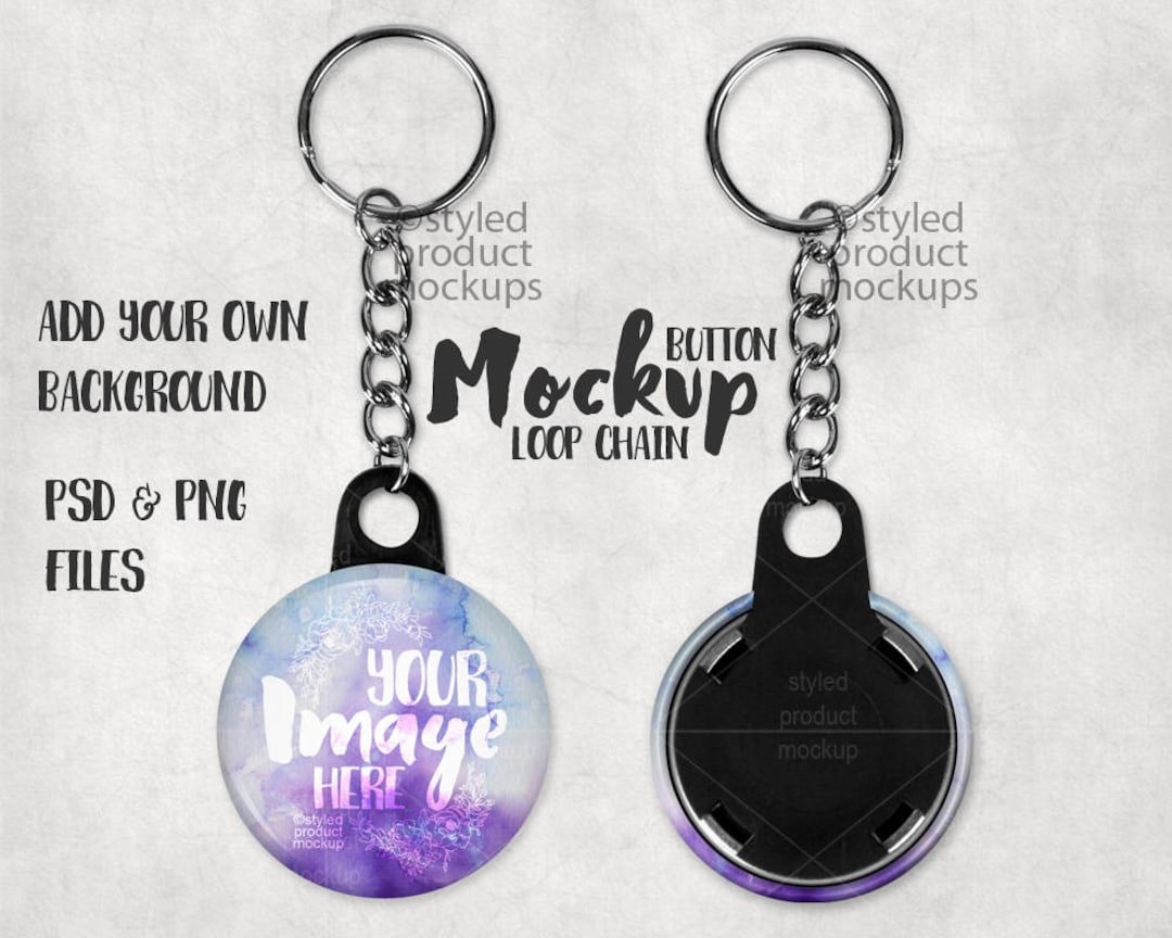 Button Keychain Mockup Template With Front and Back View | Add Your Own ...