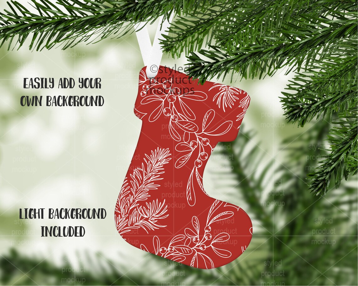 Dye Sublimation Stocking Shaped Christmas Ornament Mockup - Etsy