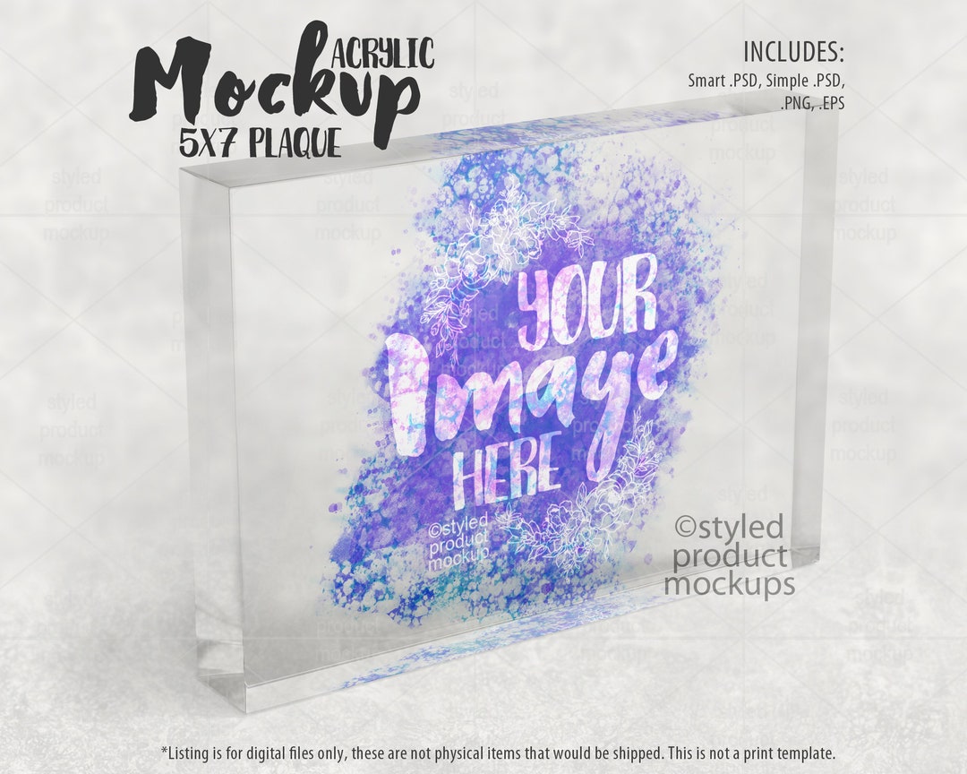 Dye Sublimation or Vinyl 5x7 Inch Acrylic Plaque Horizontal Mockup ...