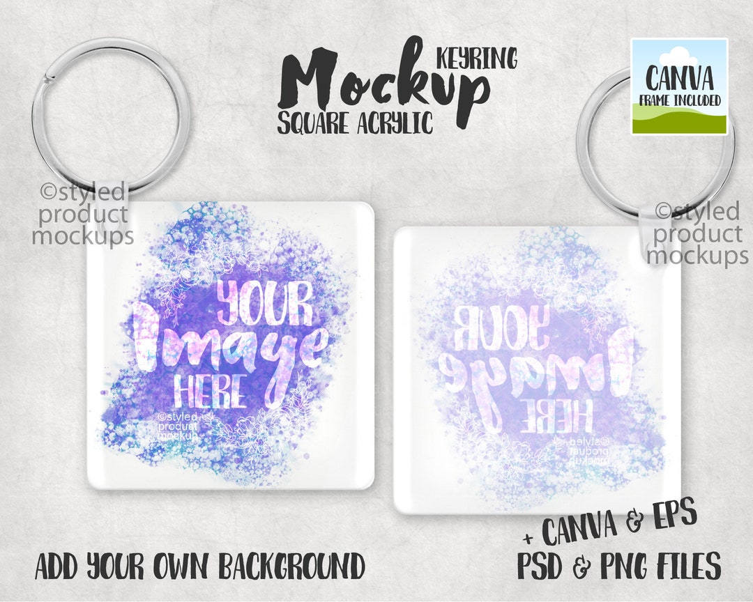 Dye Sublimation Square Acrylic Keychain Mockup Add Your Own - Etsy