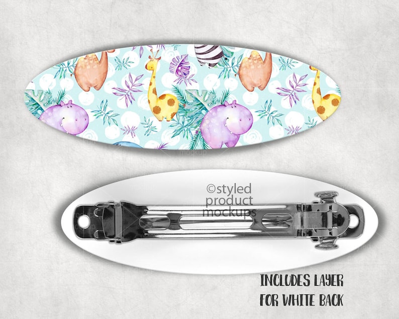 Small oval barrette template mockup Add your own image and | Etsy