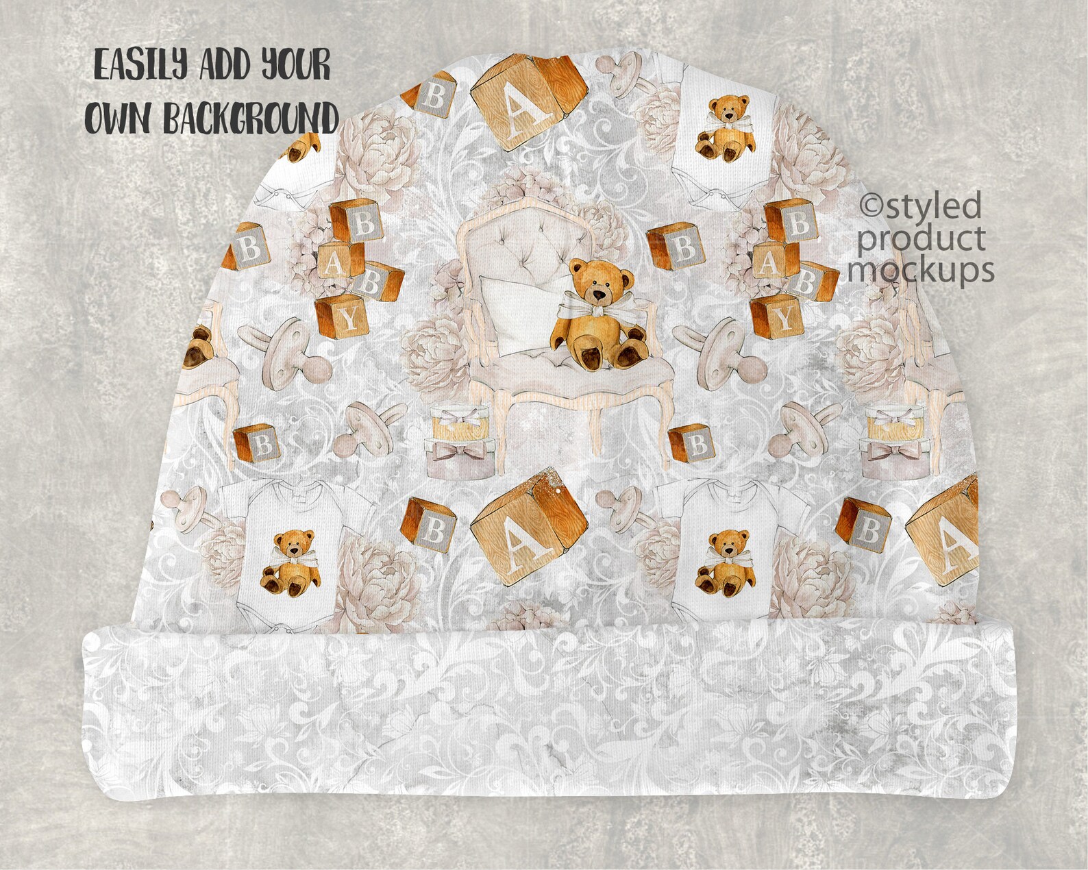 Dye Sublimation Infant Beanie Hat With Folded Rim Mockup Add - Etsy