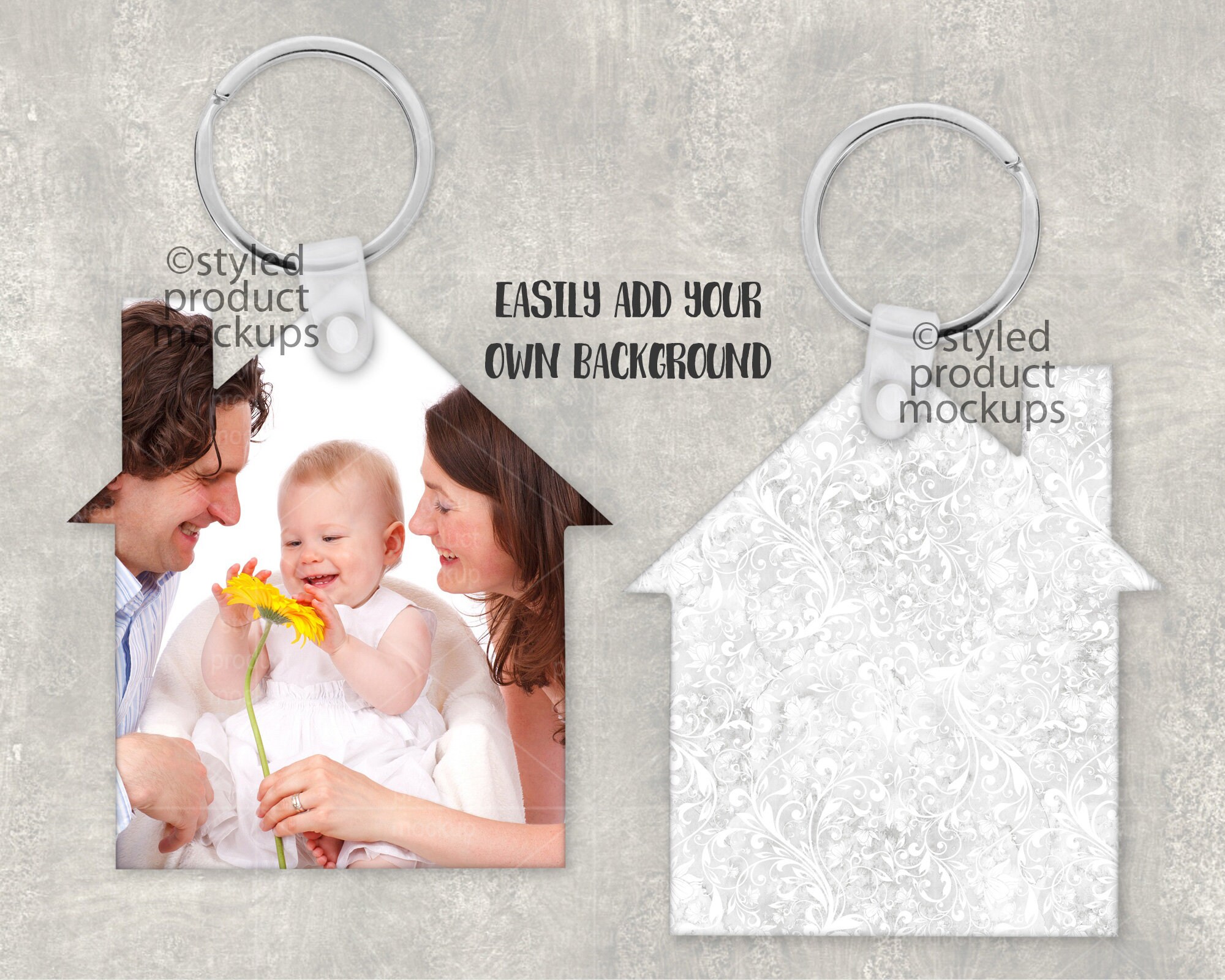 Dye Sublimation Double Sided MDF House Shaped Key Ring Mockup - Etsy