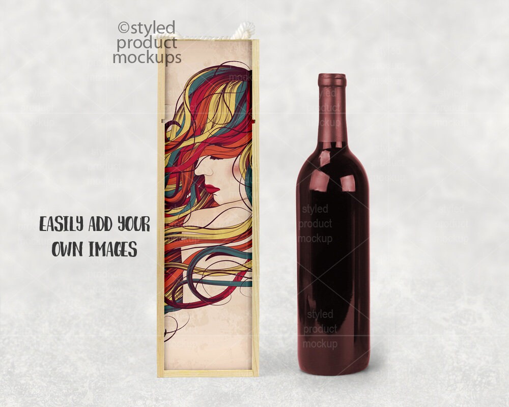 Dye Sublimation Natural Wood Wine Box Mockup Bundle | Add Your Own ...