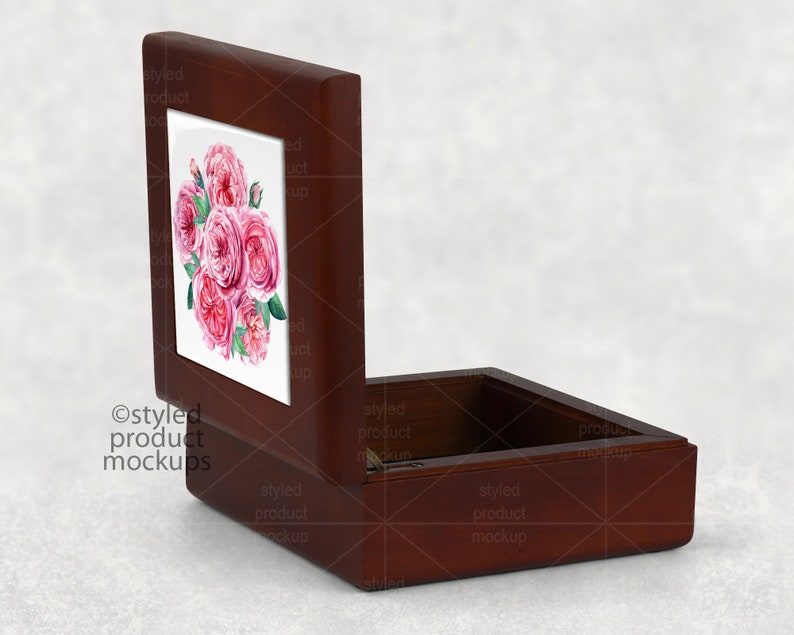 Dye Sublimation Mahogany Wood Keepsake Box Mockup Add Your - Etsy