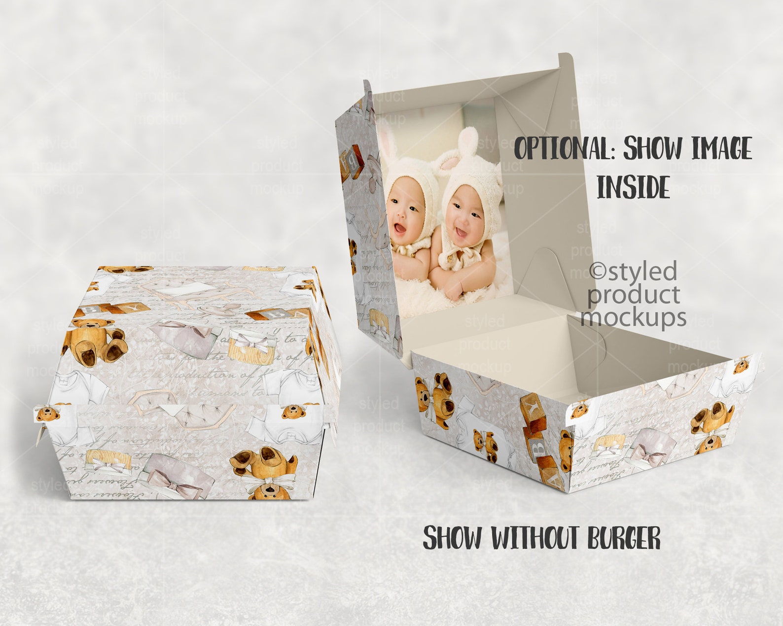 Party Favor Paper Burger Hamburger Box Mockup Add Your Own - Etsy