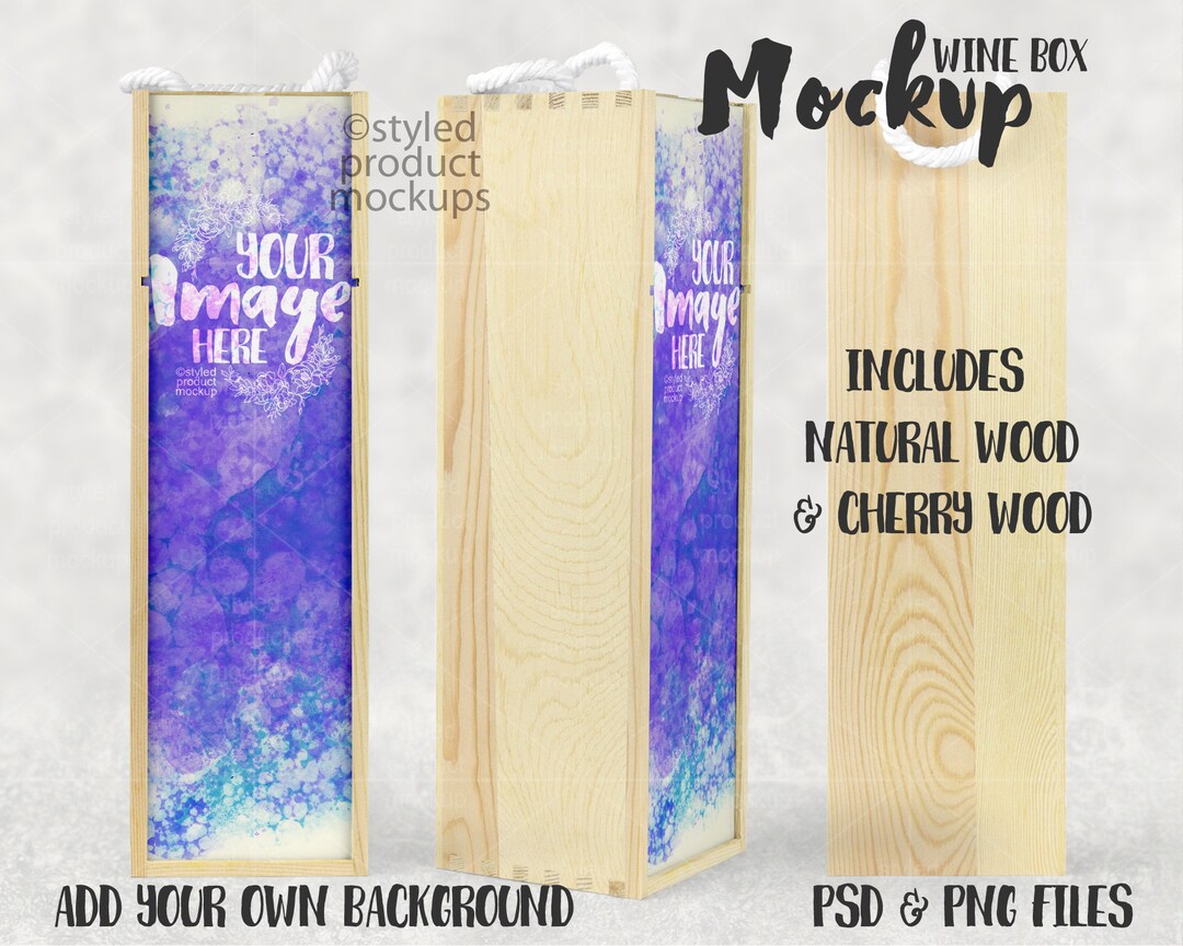 Dye Sublimation Wood Wine Box Mockup Template | Add Your Own Image and ...