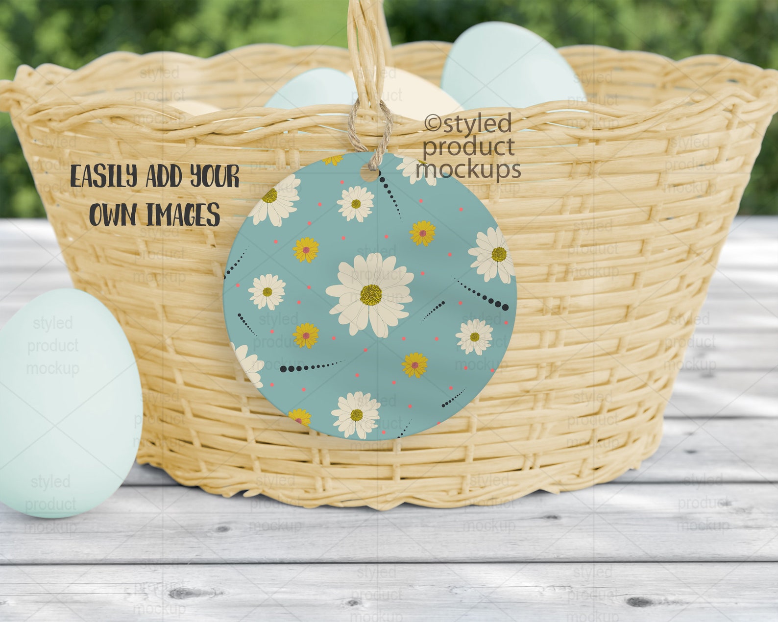 Dye Sublimation Round Tag on Easter Basekt Mockup Add Your - Etsy