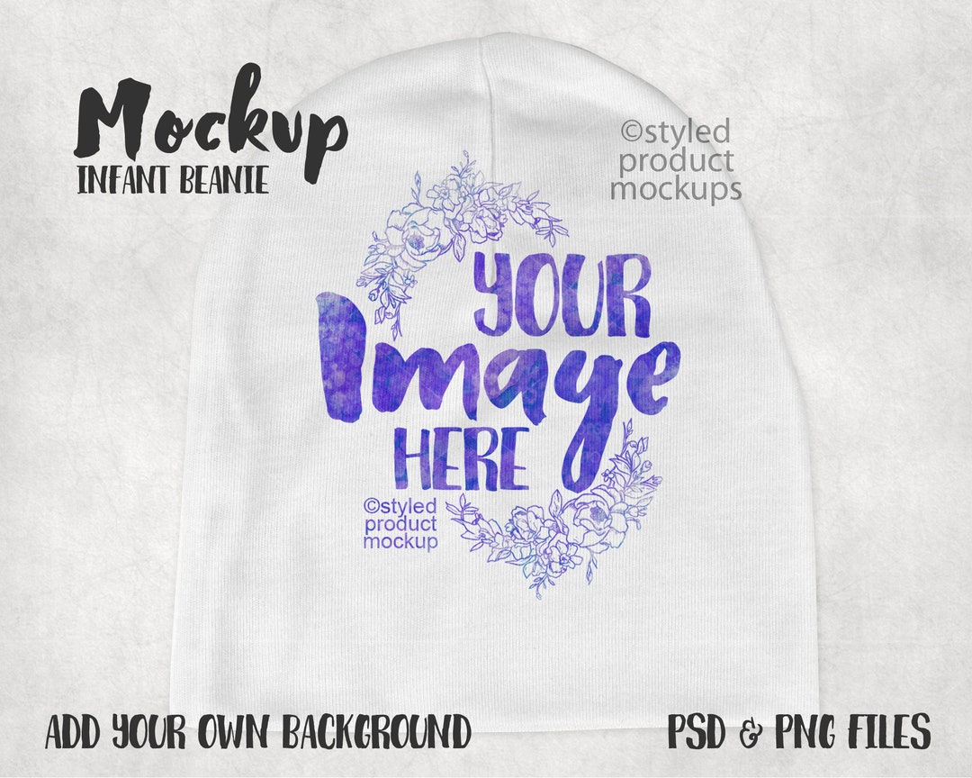 Dye Sublimation Infant Beanie Cap Mockup Template | Add Your Own Image ...