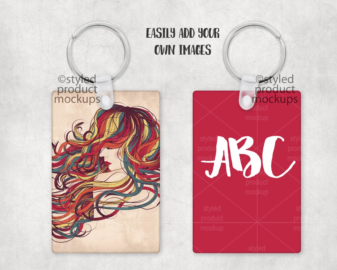Dye Sublimation 2x3 MDF Keychain Mockup | Add Your Own Image and ...