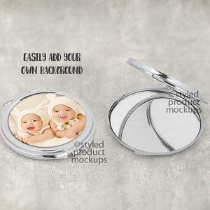 Round Compact Mirror Mockup Template | Add Your Own Image and ...