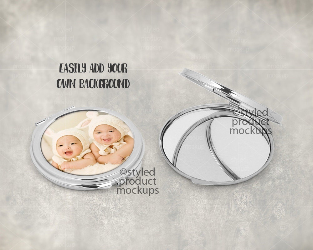 Round Compact Mirror Mockup Template Add Your Own Image and - Etsy