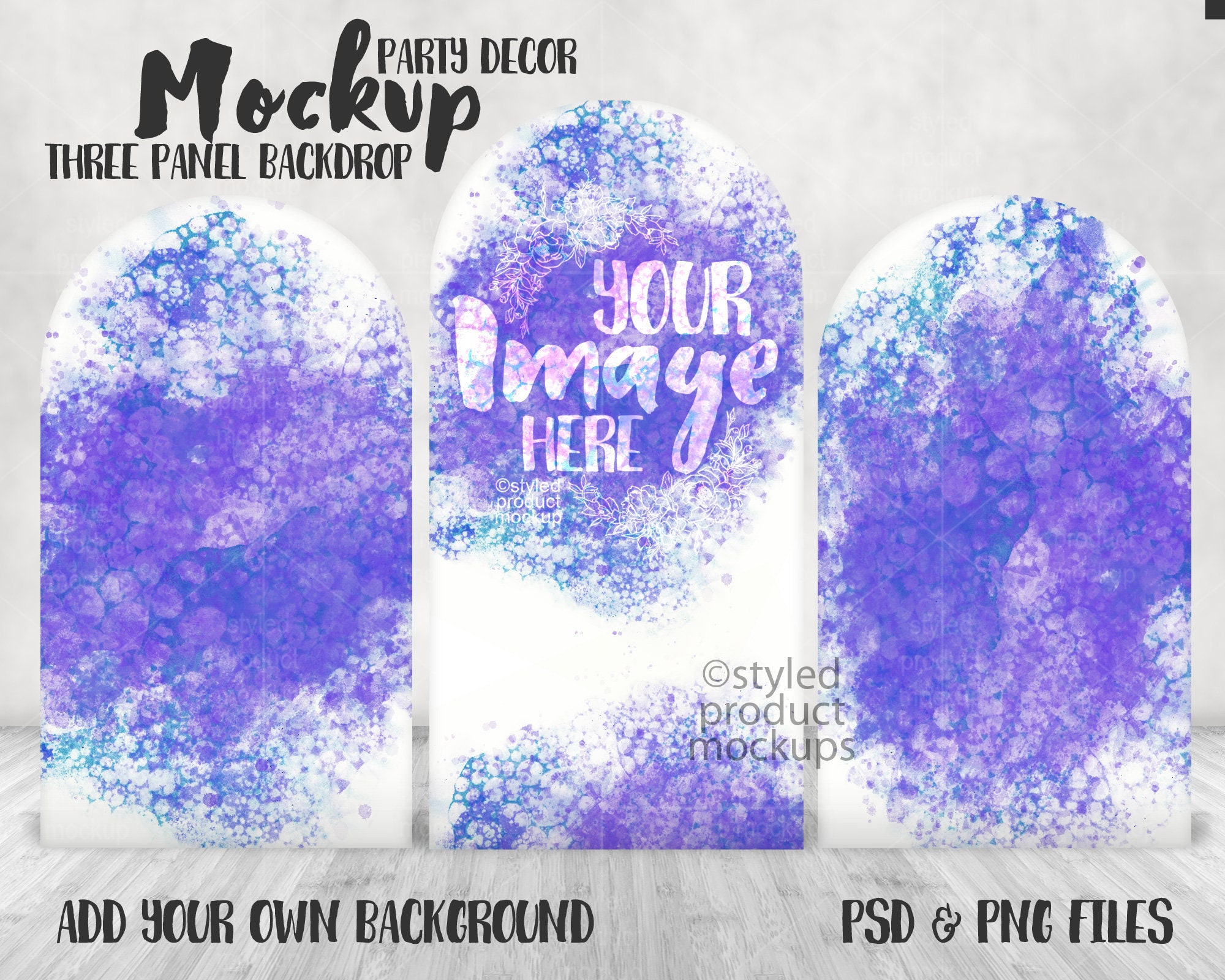 Three Panel Party Backdrop Trio Display Mockup Add Your Own - Etsy
