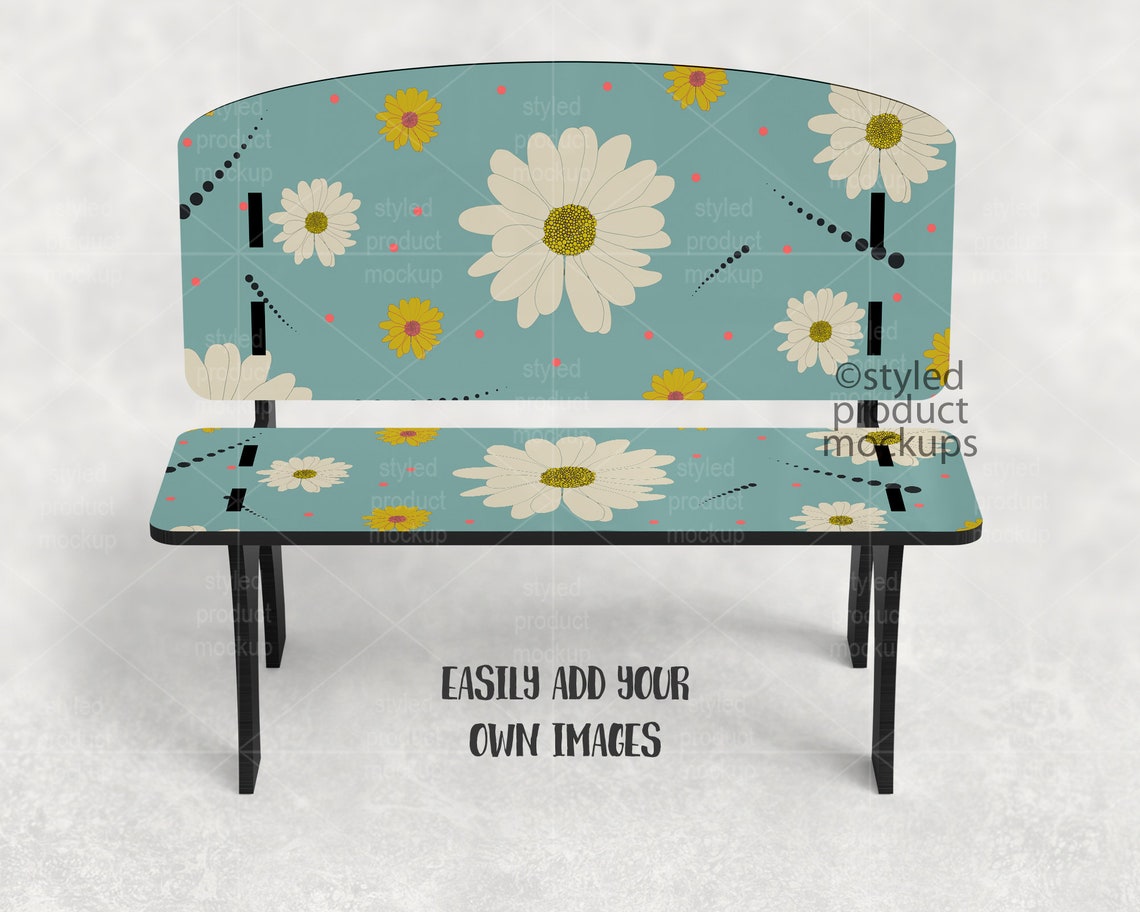 Dye Sublimation MDF Memorial Mini Bench Mockup | Add Your Own Image and ...