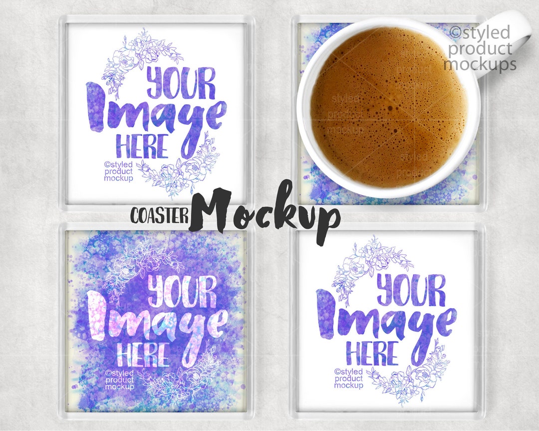 Square Acrylic Snap in Photo Insert Coaster Mockup | Add Your Own Image ...