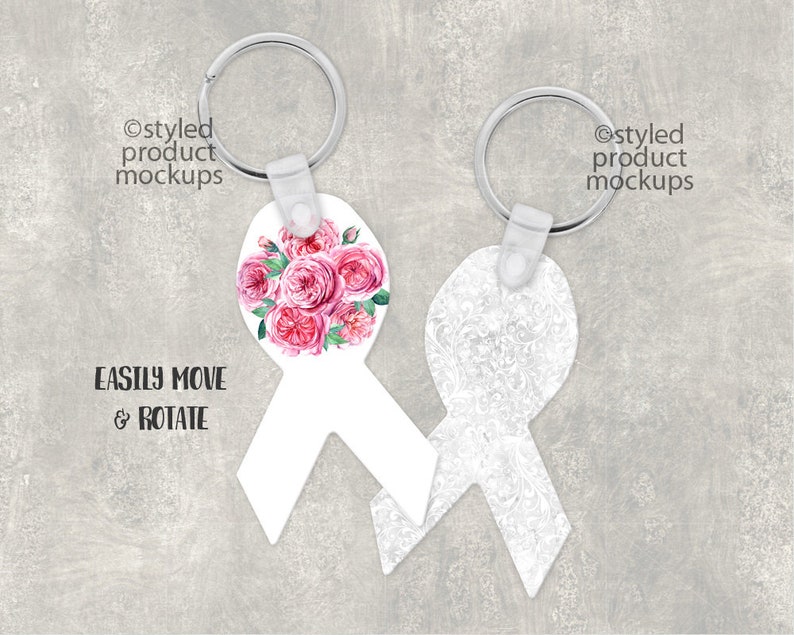 Dye Sublimation Awareness Ribbon Shaped Keychain Mockup - Etsy