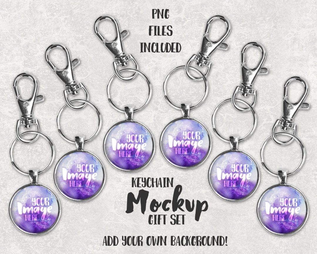 Round Bezel Setting Key Chain Mockup Template | Key Chain Party Favor ...